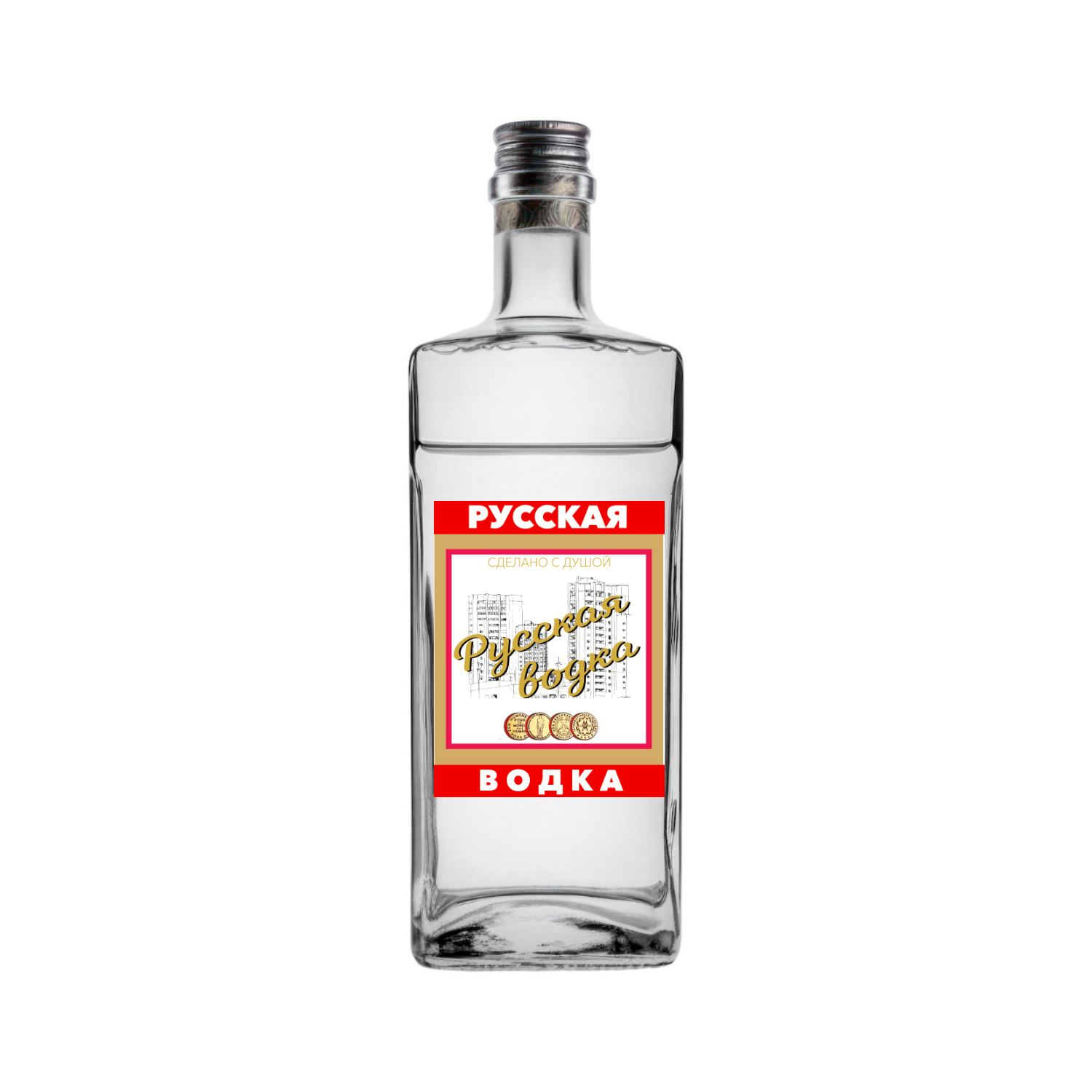 Этикетка водка 20 штук. Наклейка на бутылку 11х7см. Русская водка.