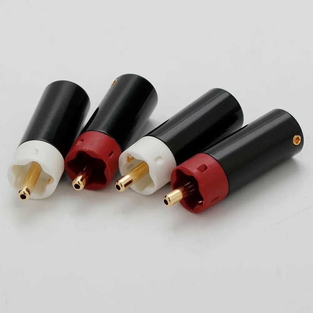 4pcs Tellurium Copper RCA Plugs Серебряный разъем для акустического кабеля усилителя RCA Jack Terminal