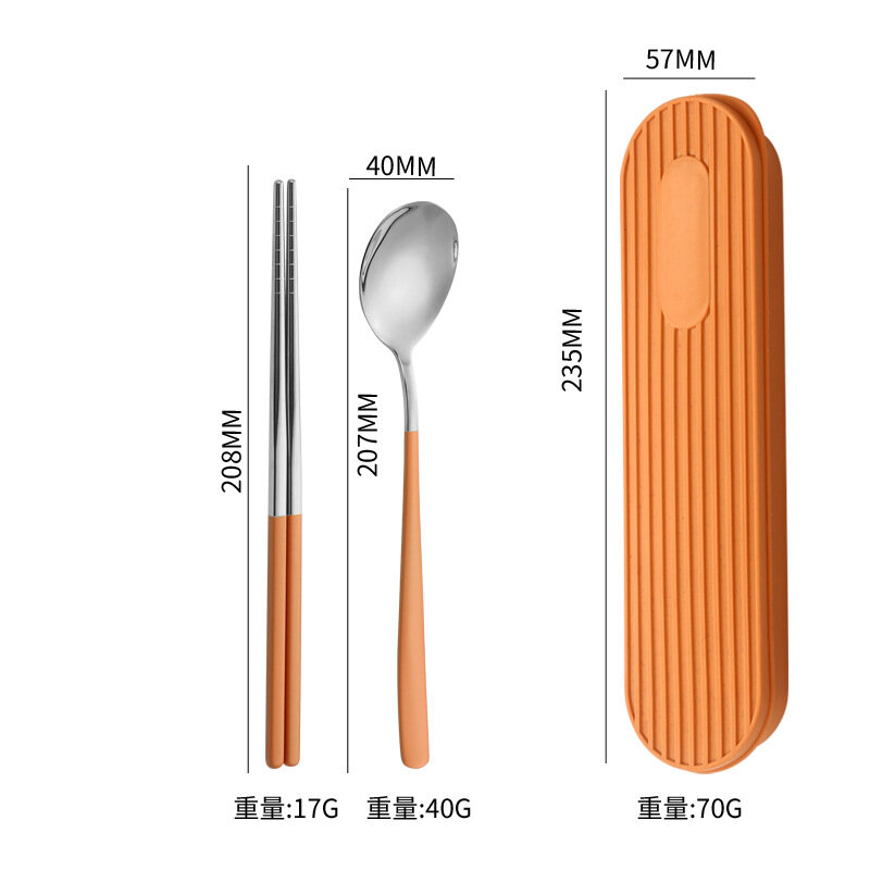 Корейский портативный набор посуды 304, набор палочек для еды, студенческая уличная посуда из нержавеющей стали, набор