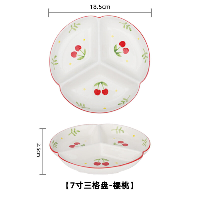 Керамическая тарелка ручной росписи для домашнего использования, креативная тарелка с разделителями, детская тарелка