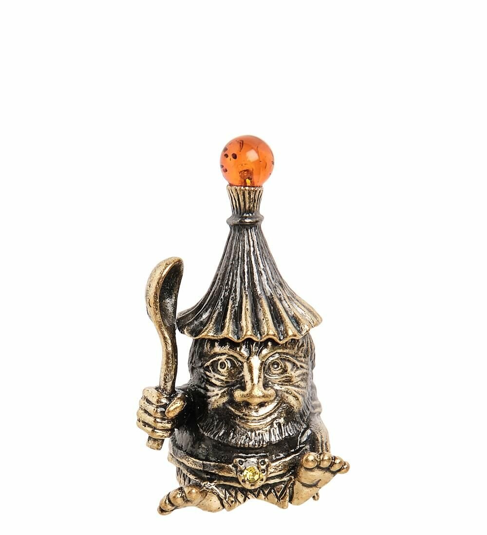 Фигурка Домовой-колокольчик (латунь, янтарь) A2035707 Народные промыслы, бронзовый