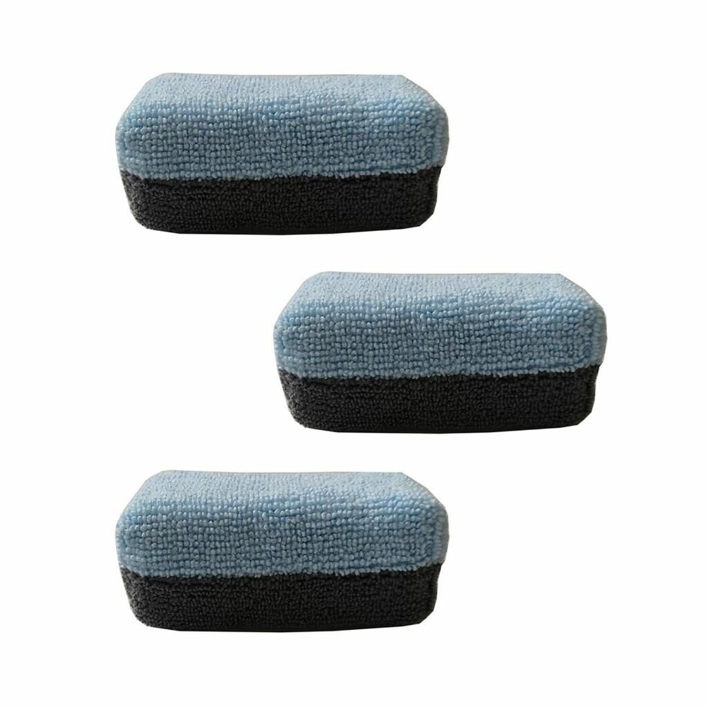 Набор из 3 микрофибровых аппликаторов для воска и покрытия авто, Синий