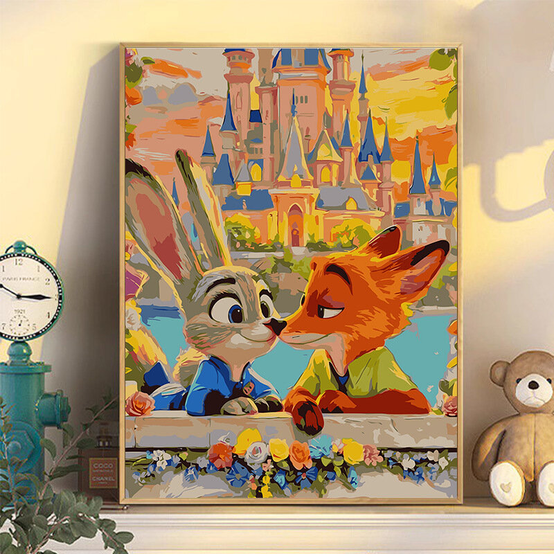 Цифровая масляная живопись Zootopia 2, DIY раскраска, аниме периферия, декоративная живопись, акриловая краска, простая ручная живопись