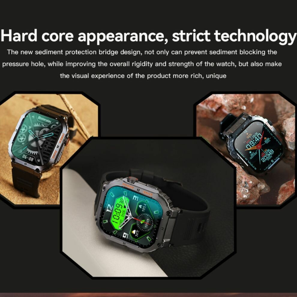 K57PRO умные часы с функцией звонков, 1,96-дюймовый экран, измерение пульса, давления и кислорода в крови — фото 1