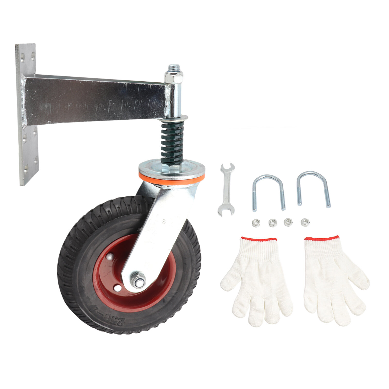 Колесо для ворот забора, амортизация, подпружиненный универсальный резиновый ролик для различных ландшафтов, грузоподъемность 600 фунтов, красный