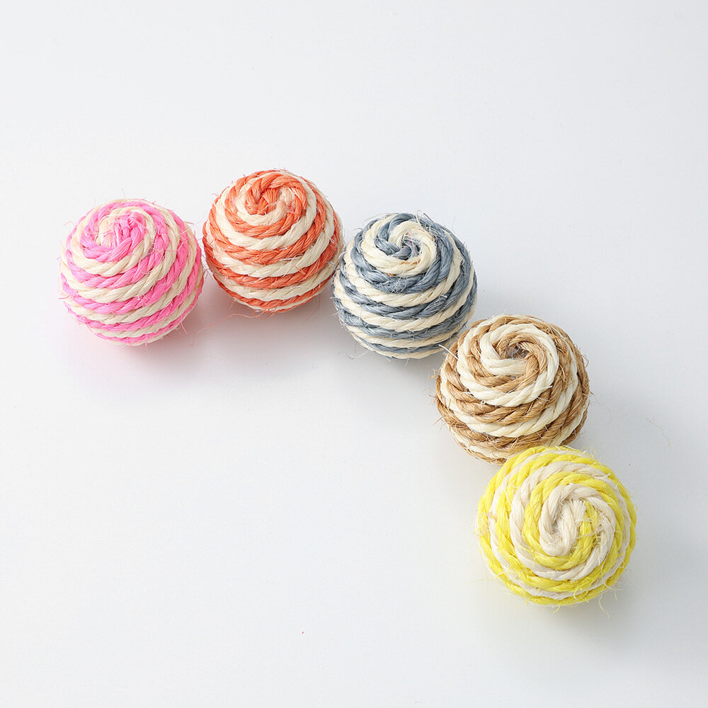 Кошачья игрушка из джута в виде шара Самоигровая интерактивная игрушка 1000 шт. из Йиу Цвет：Круглая форма [Случайный