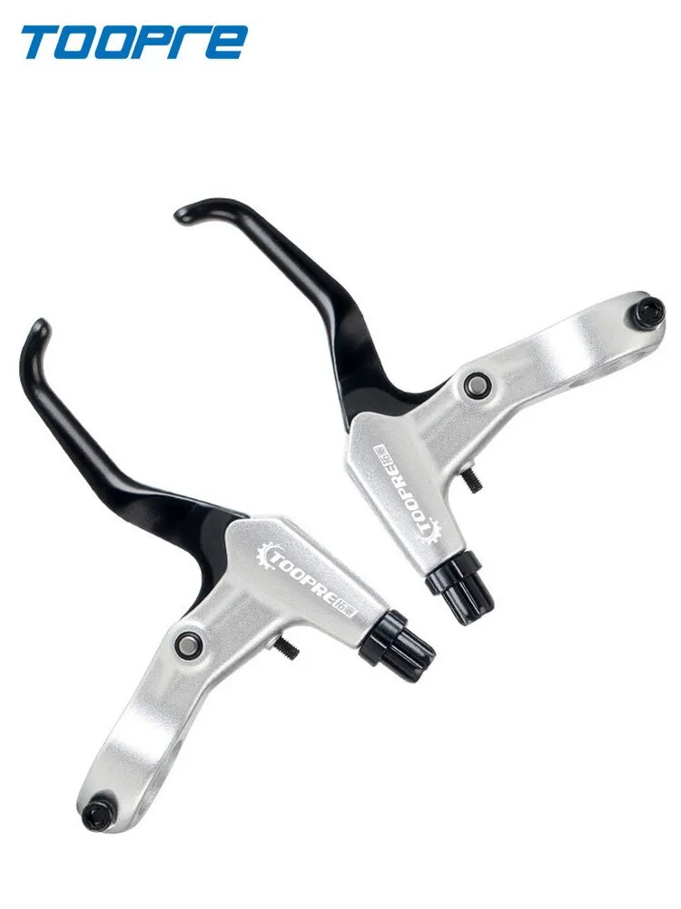 Тормозные ручки Алюминиевый сплав TOOPRE, трехпальцевые, Ультралегкий горный велосипед, 2 штуки (1 пары), Серебряный