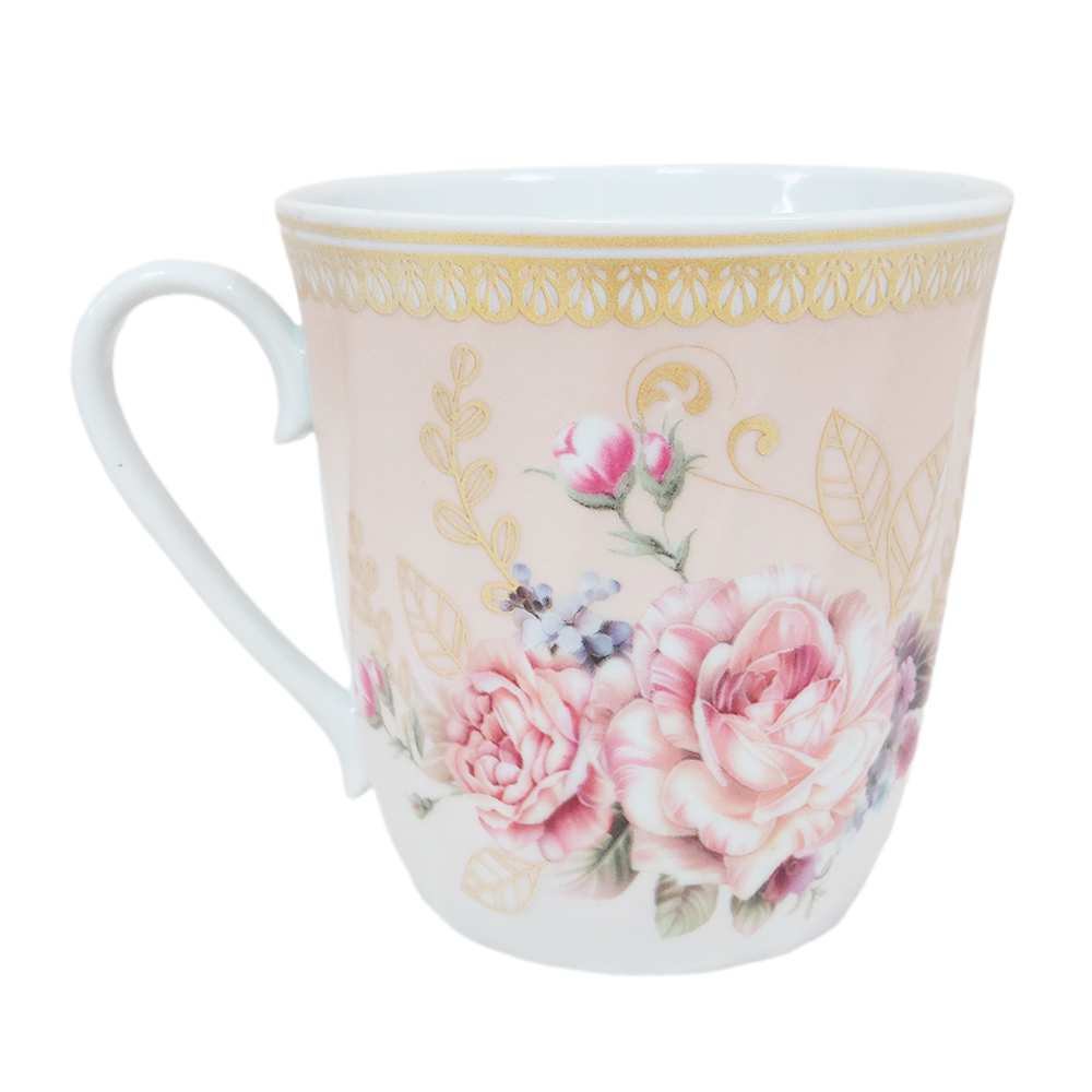 Фарфоровая кружка "Донна Роза (пудровая)", 350мл.