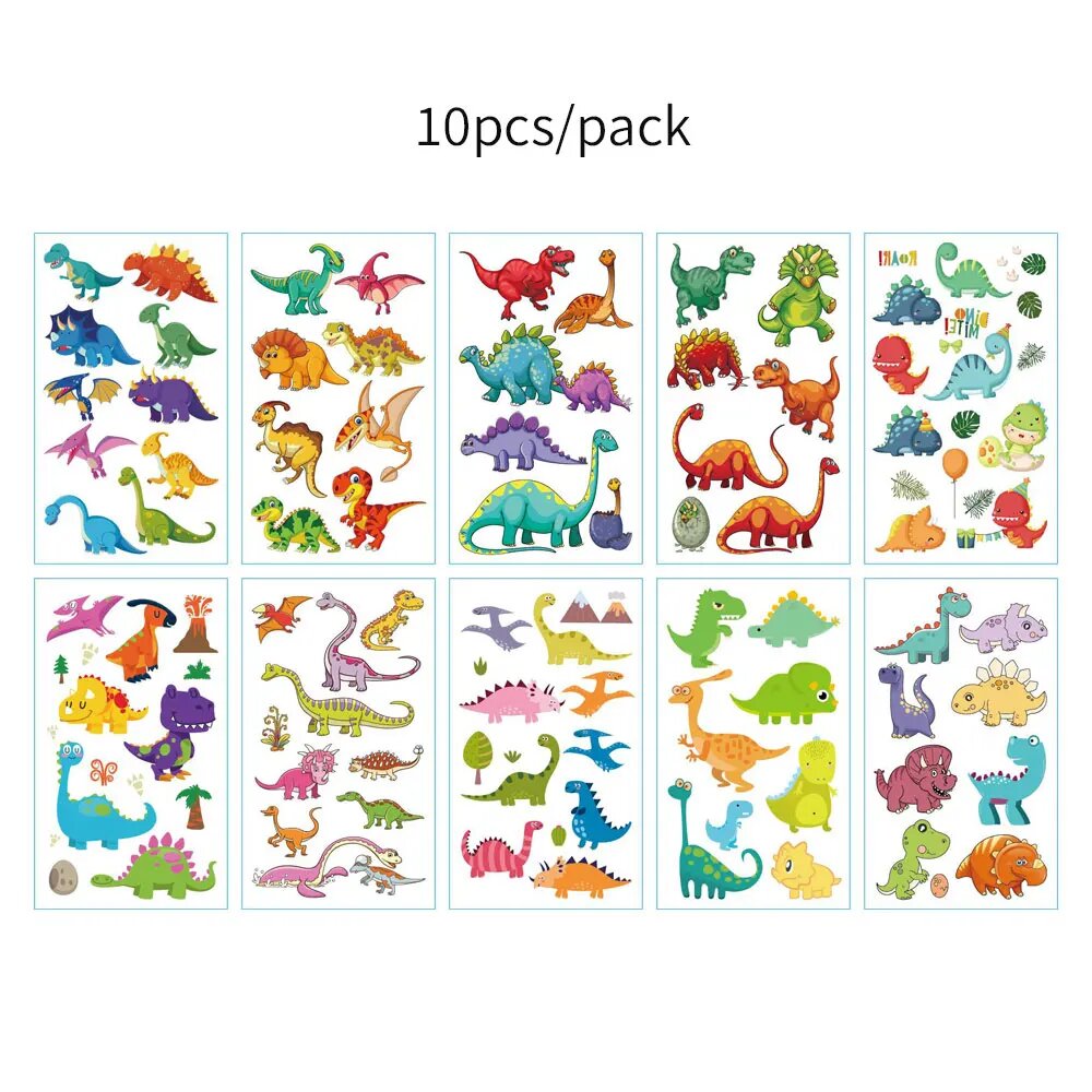 Временные татуировки мультяшные 10 шт. P018