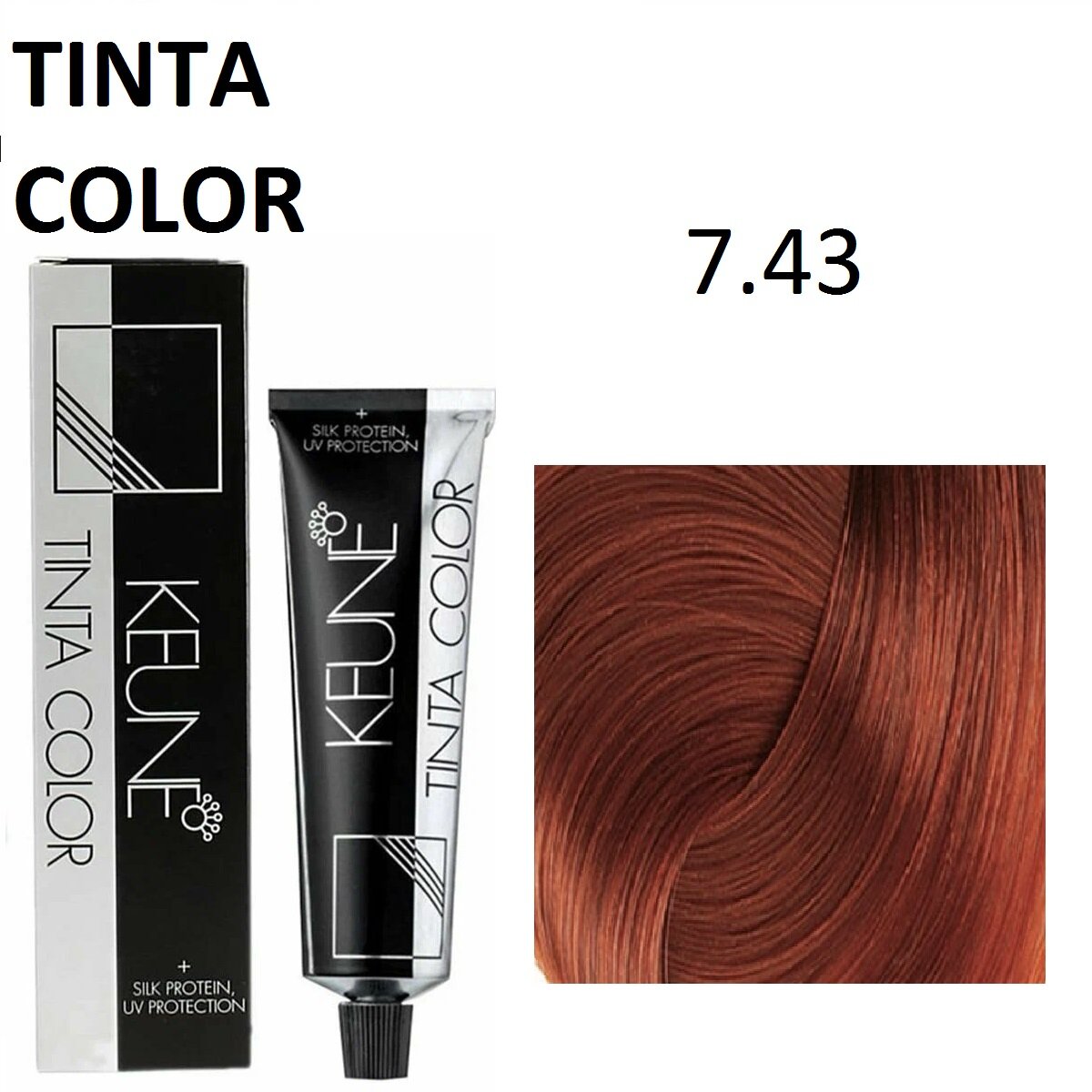 Keune Tinta Color 7.43 стойкая краска для волос, Средний Медно-Золотистый Блонд 60 мл