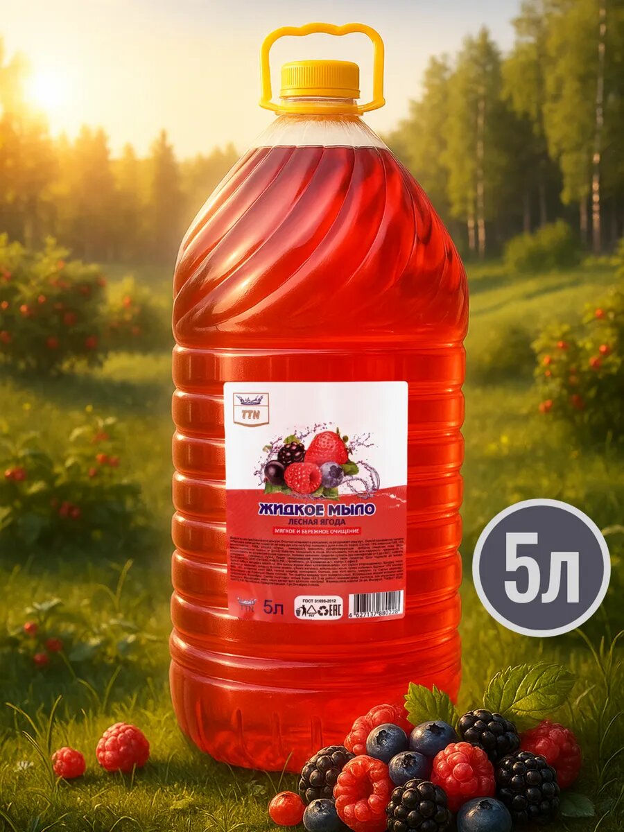 Жидкое мыло Titan "Лесные Ягоды", для рук, экономичный расход, 5л