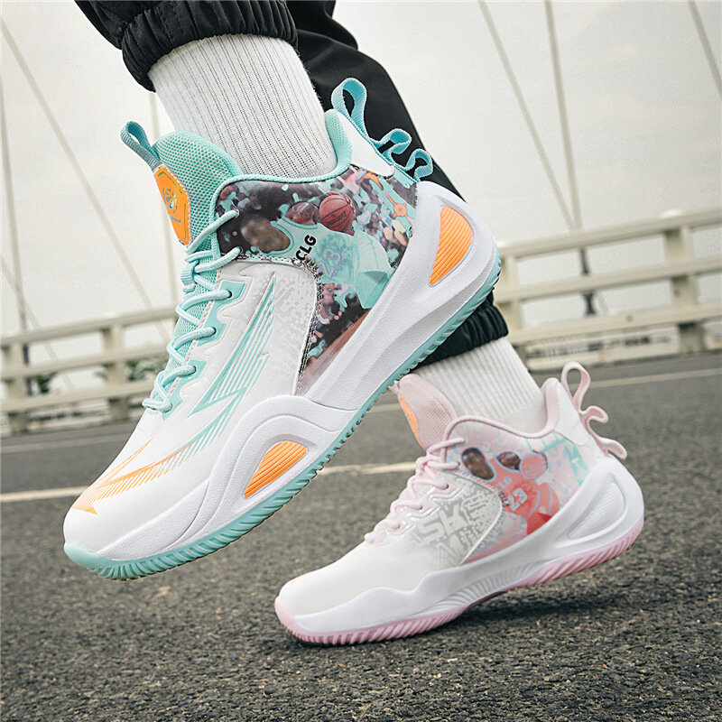 903 Мужские и женские баскетбольные кроссовки весна осень зима низкие звездные узоры цвет мандаринского утка противоскользящие кроссовки для пар тренировочные спортивные кроссовки