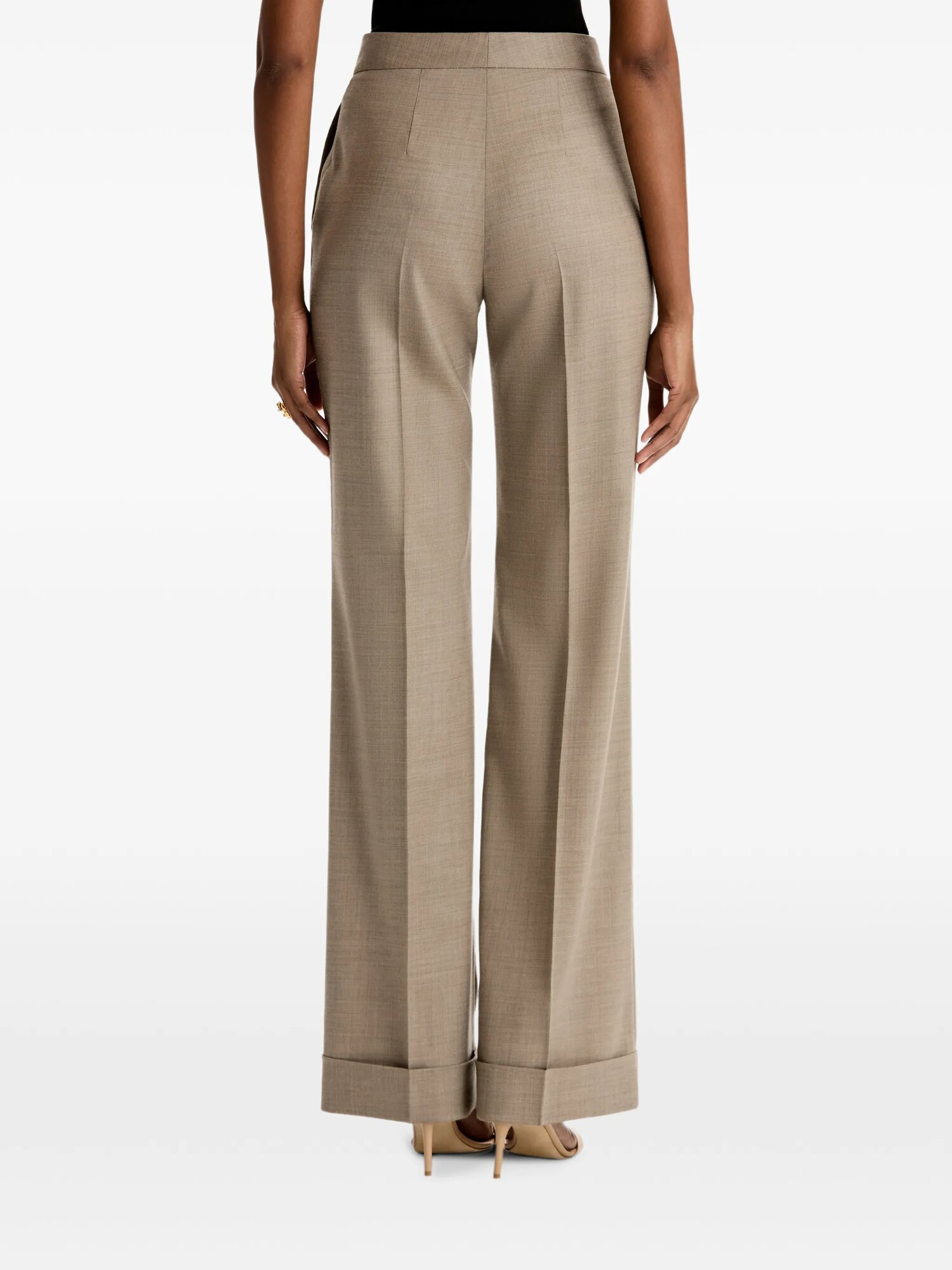 Брюки Oscar de la Renta Wide-leg cuffed trousers, размер 4, разноцветный — фото 1