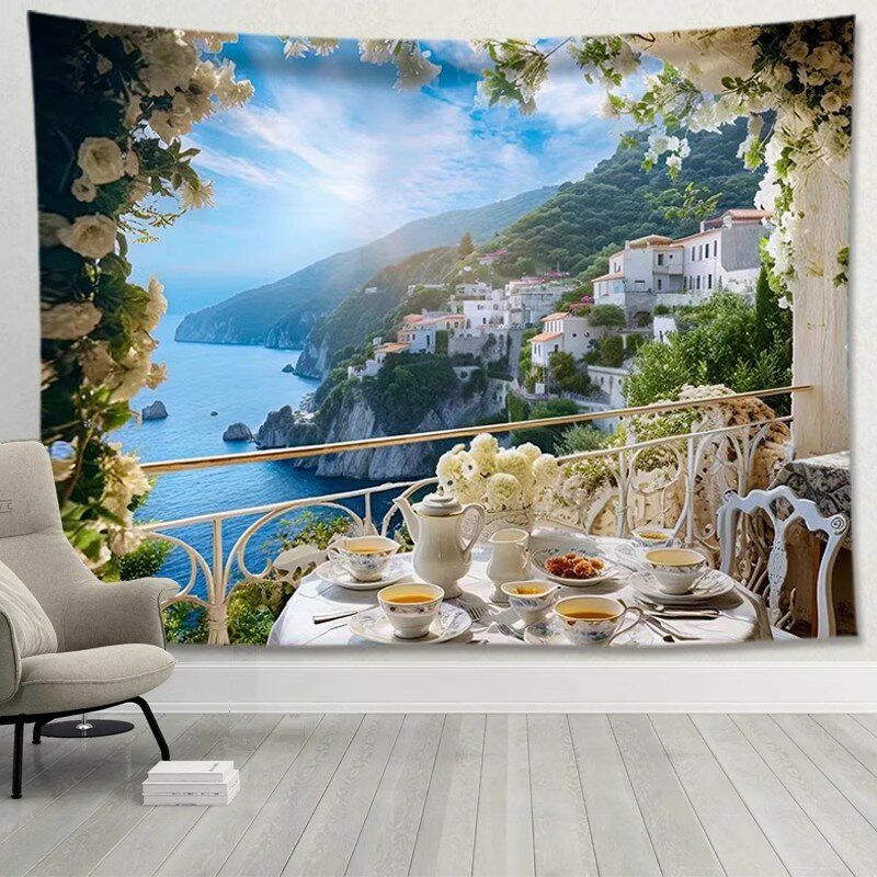 Скандинавский пейзаж, подвесная ткань, фоновая ткань, ткань для изголовья, настенная ткань, фоновая стена для спальни, тапеты, холст, живая трансляция, настенное украшение