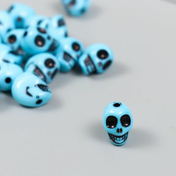 Бусины для творчества пластик Череп. Имитация бирюзы , набор 20 г, 1.3*1*1.1 см