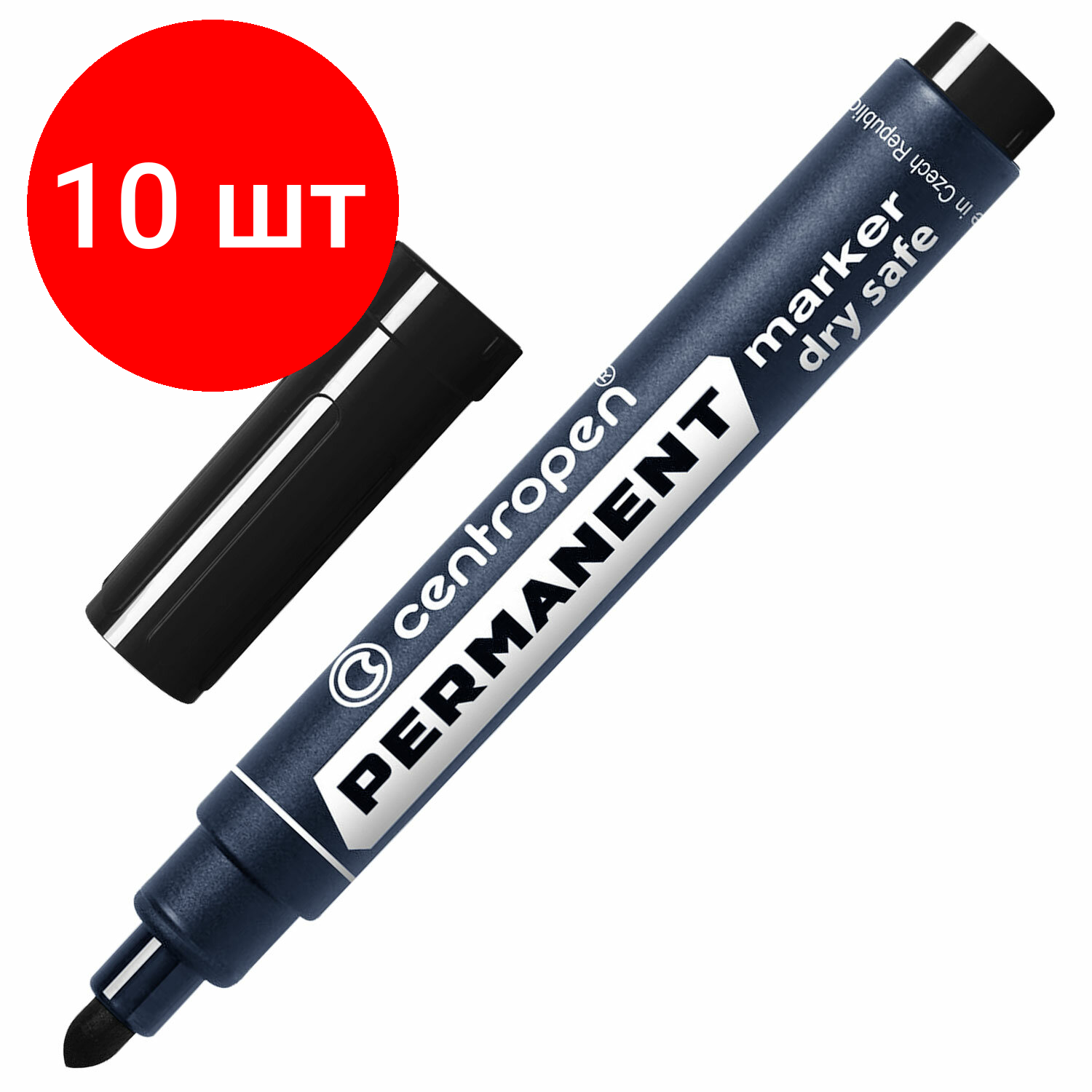 Комплект 10 шт, Маркер перманентный CENTROPEN 8510, черный, круглый наконечник, 2.5 мм, 8510, 5 8510 0112