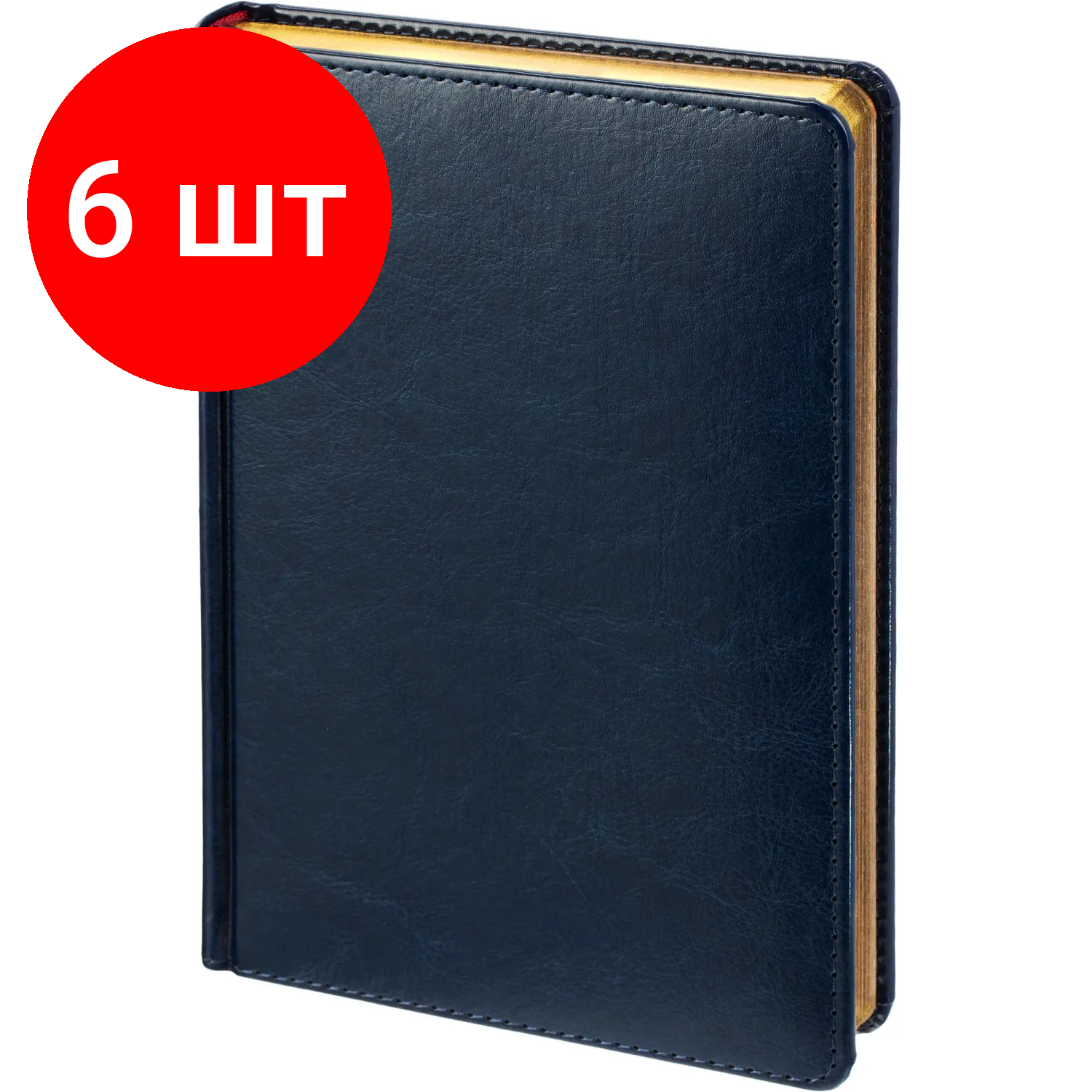 Комплект 6 штук, Ежедневник датированный 2026 А5+ SIDNEY NEBRASKA синий, зол обрез 3-125/04