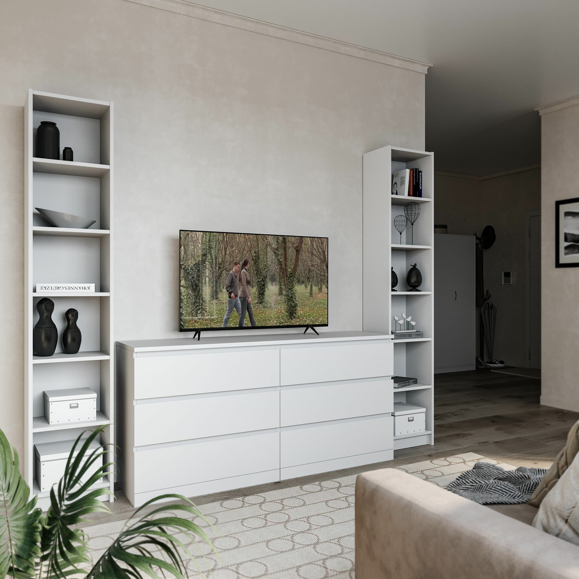 Комод Варма, 6 ящиков, горизонтальный, 160х78х40 см, эмаль белая, ГУД лакк