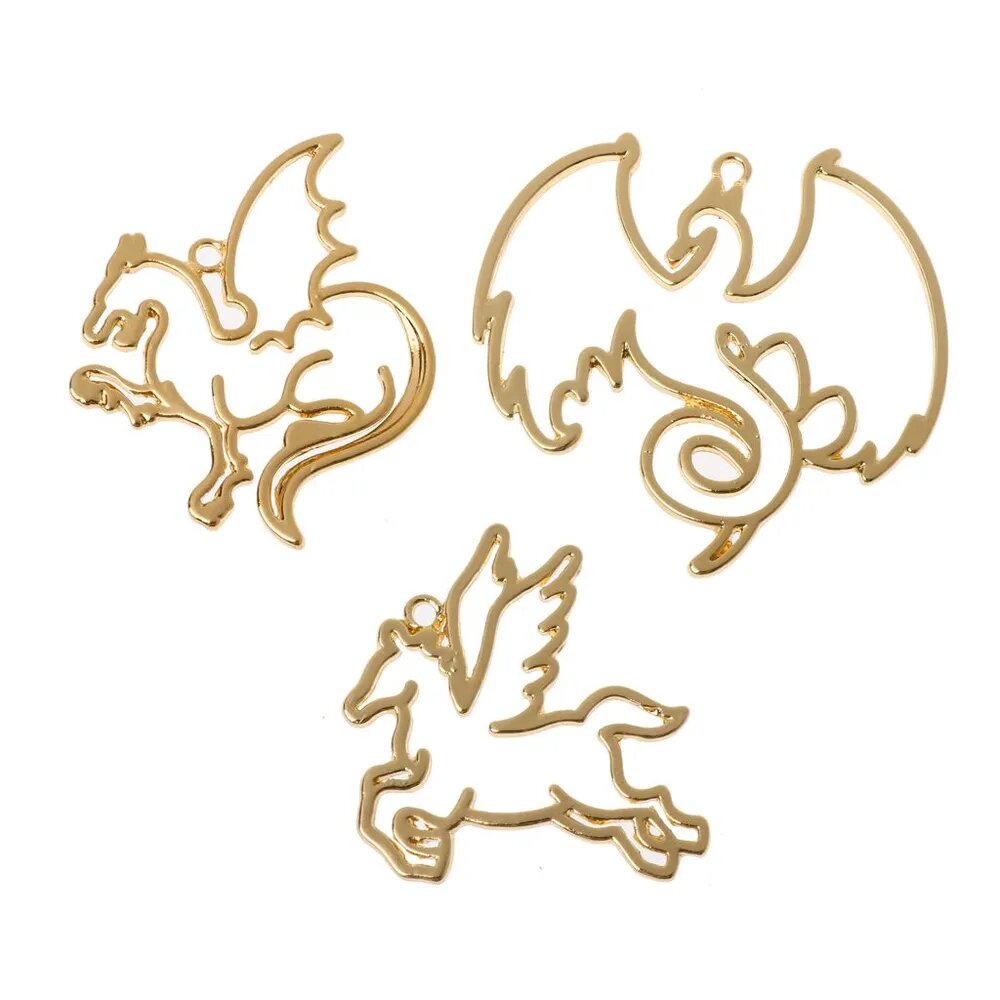 3шт Дракон Лошадь Рамка Эпоксидная смола Литье Силиконовая форма DIY Ремесло Орнамент