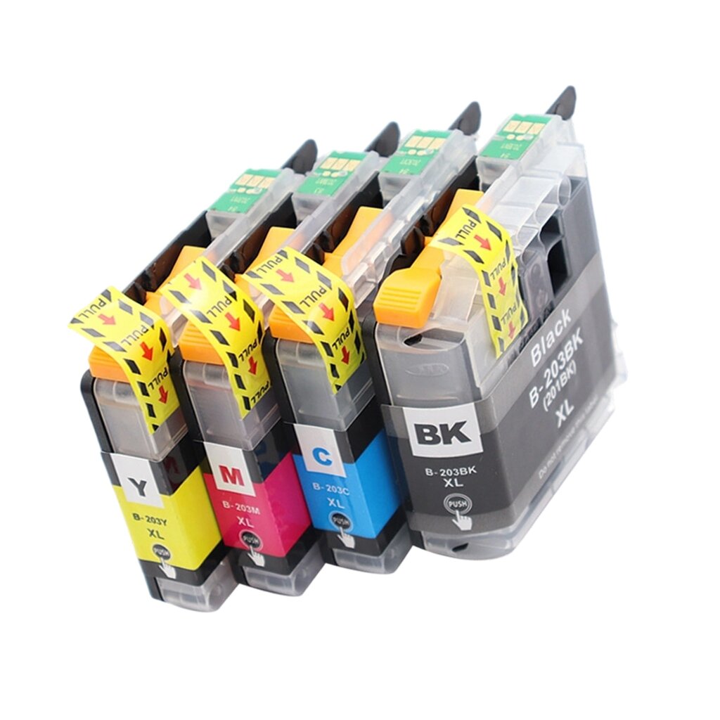 4-цветные картриджи с жидкими чернилами для принтеров LC203 и LC201, обеспечивающий плавную печать