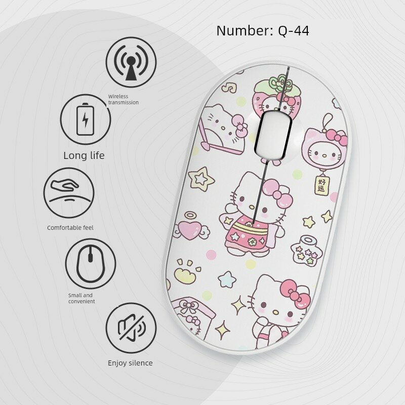 Беспроводная Bluetooth-мышь Hello Kitty, бесшумная, для девочек, для игр, офиса, планшета, ноутбука, универсальная