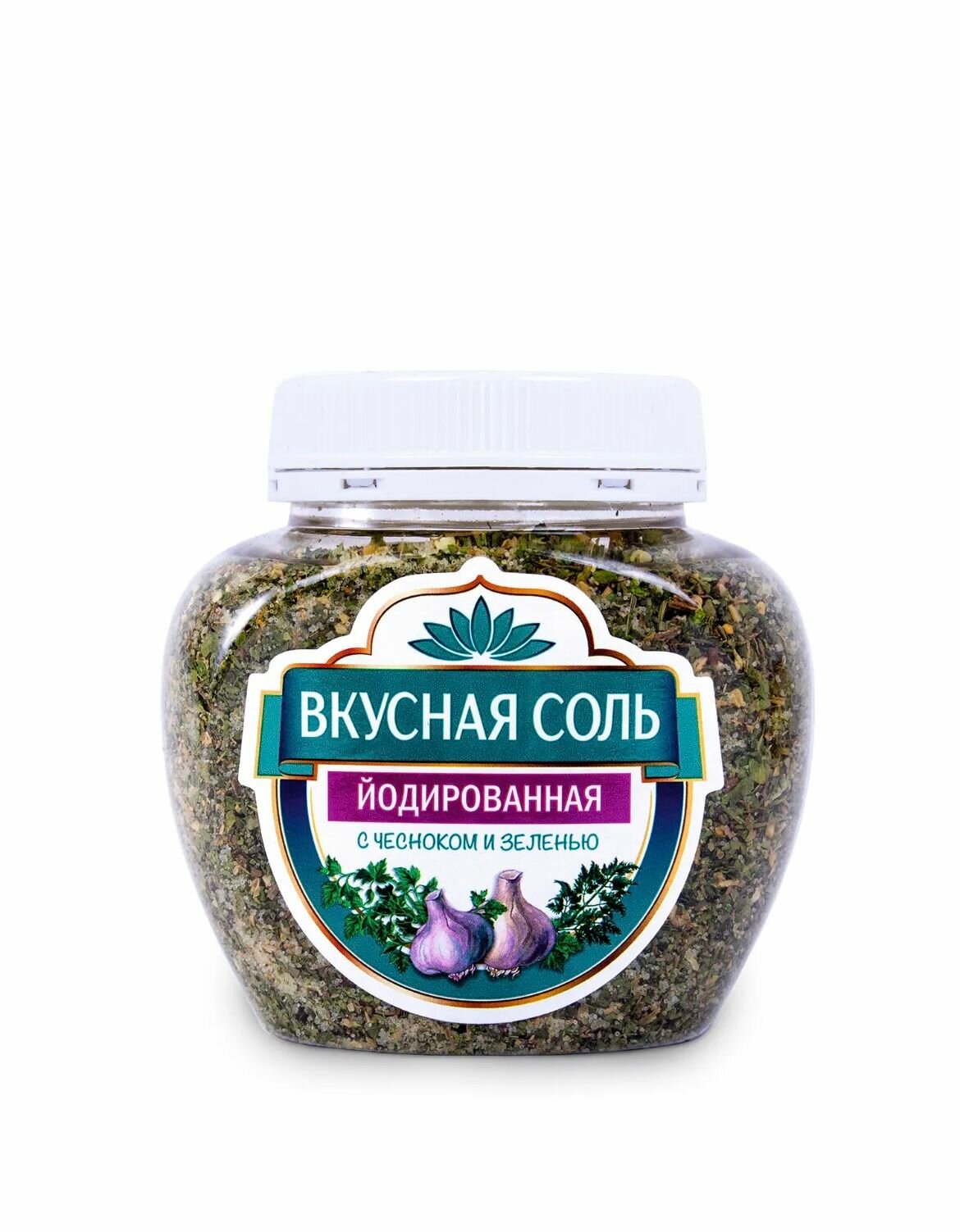 Соль вкусная соль йодированная с чесноком и зеленью, 400 г * 3 шт.