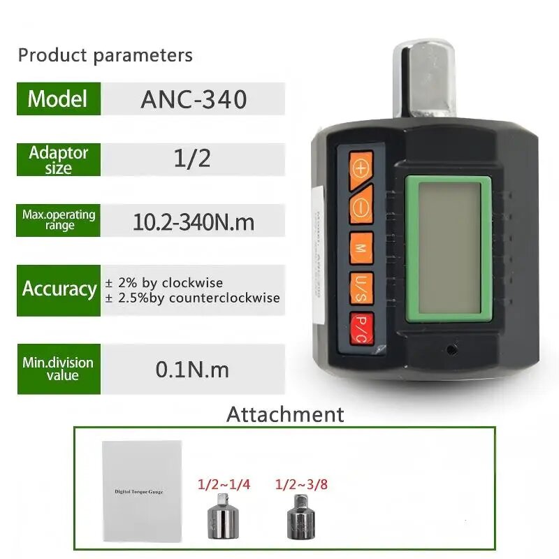 Регулируемый измеритель крутящего момента Aliyiqi ANC-200 ANC-340 green