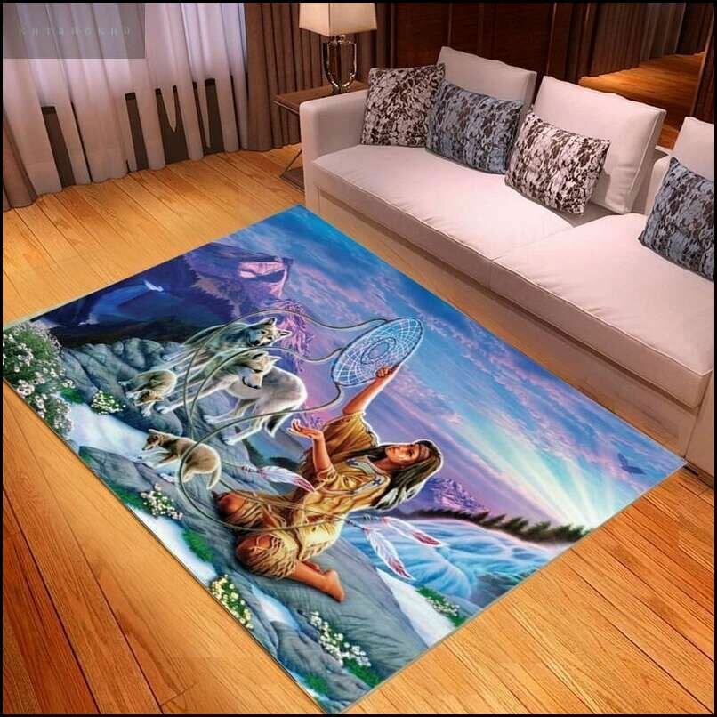 Ковер для декора дома с рисунком волка