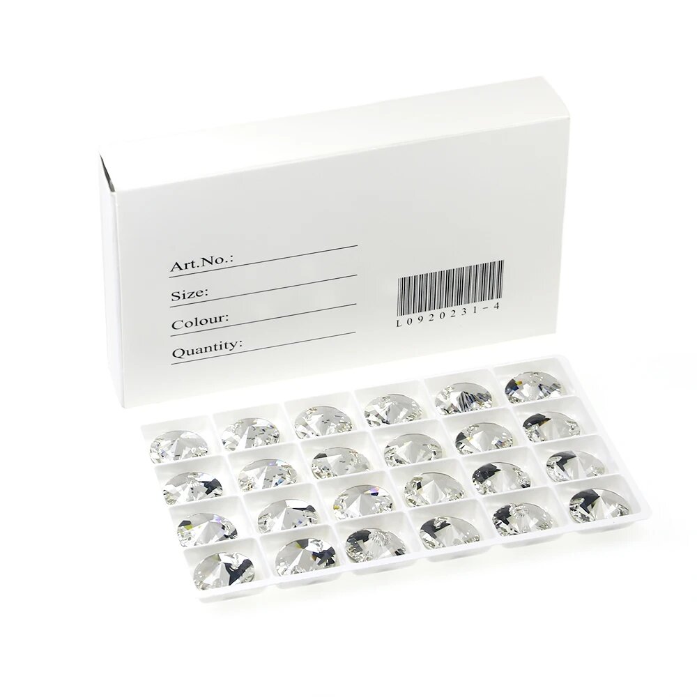 Хрустальные кристаллы Rivoli для шитья 100 штук 10mm, Crystal 001