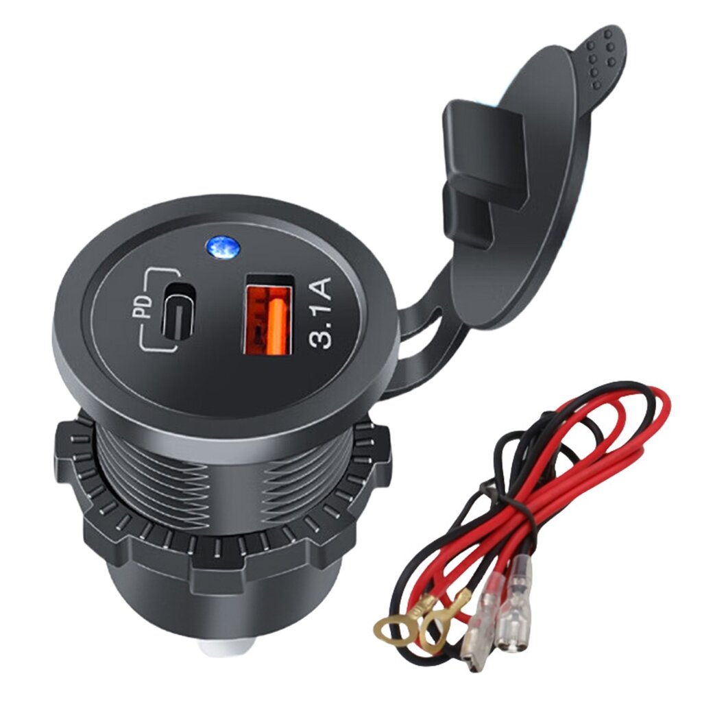 Зарядное устройство для быстрой зарядки мобильного телефона PD plus USB 12-24 В-зарядное устройство плюс кабель длиной 1 метр