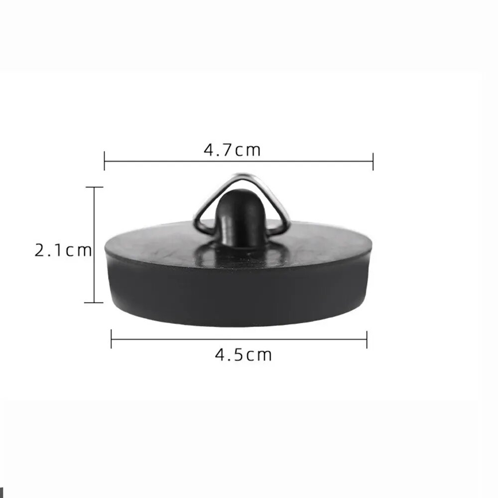 Пробка для ванны и раковины, с металлической цепочкой / заглушка для ванной. Сливная пробка резиновая. Диаметр 45 мм. Цвет черный