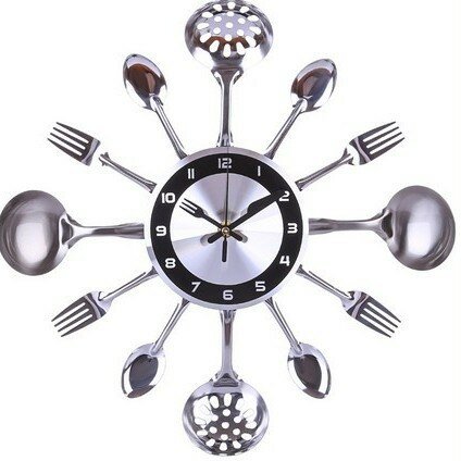 Металлические настенные часы с ножом и вилкой, креативная посуда, декоративные настенные часы для ресторана