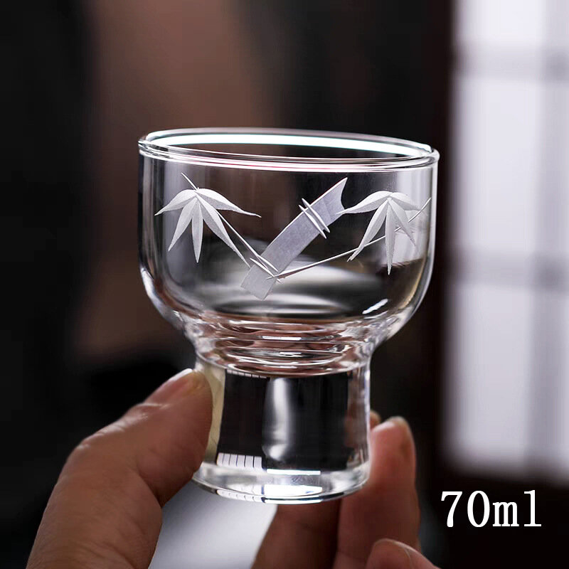 Японская стеклянная чашка для саке Mount Fuji, ручная работа, чашка Kiriko, слива, бамбук, японский стиль, маленькая чашка, дизайн Sori Yanagi, деревянная коробка