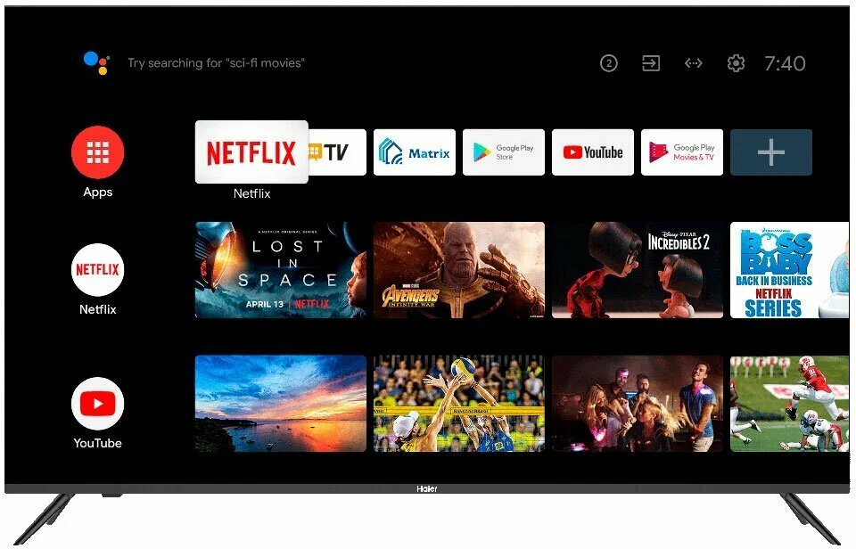 Телевизор Haier Smart TV S1 55", LED, 4K, диагональ 55', 150 Вт