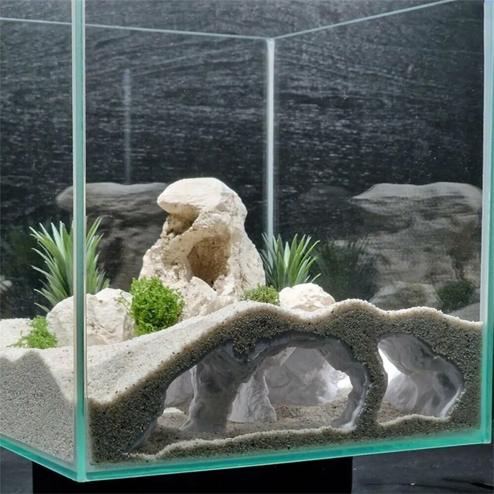 Ландшафтный декор рыбного аквариума Аквариумный декор с 3D-принтом, Домик-укрытие с естественной кривой для креветок и цихлид