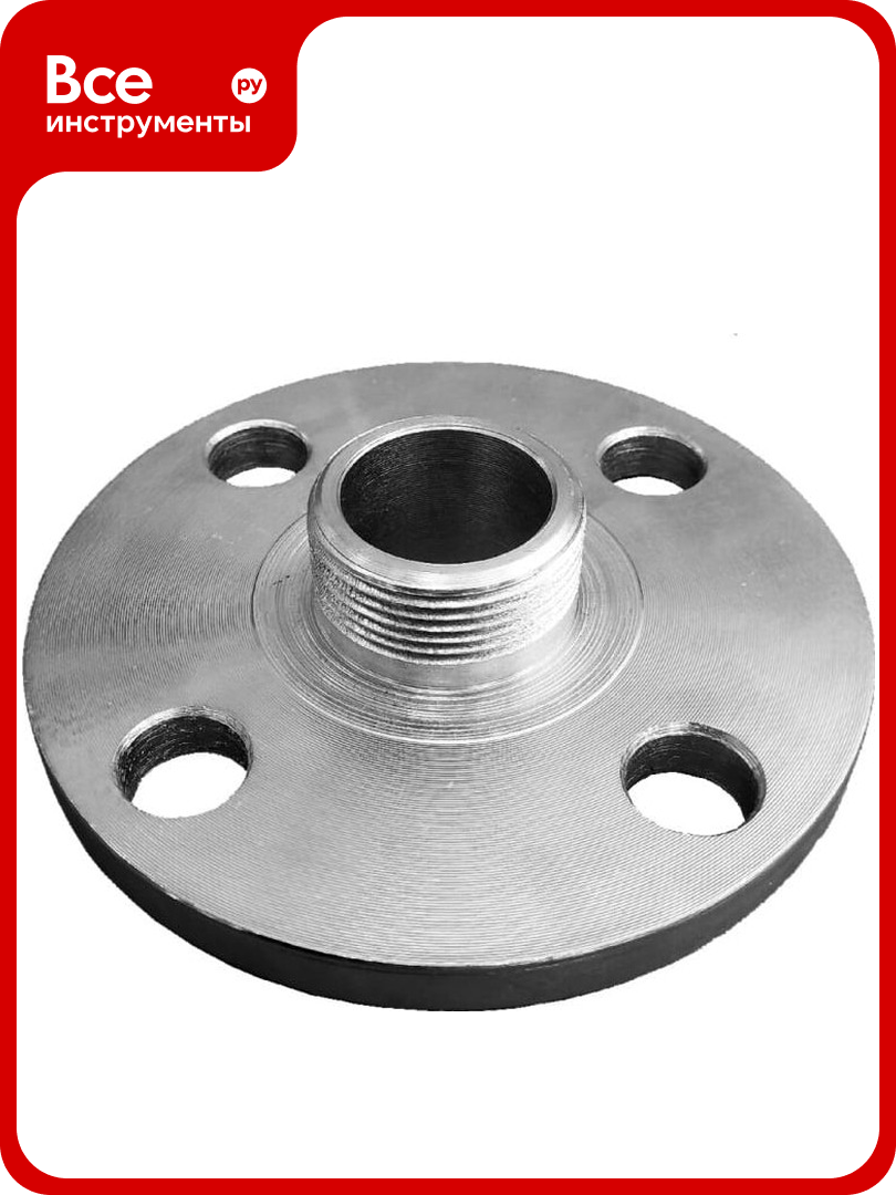 Стальной оцинкованный фланец инотэк фсорх с резьбовым хвостовиком, Ду50-2", Pу16