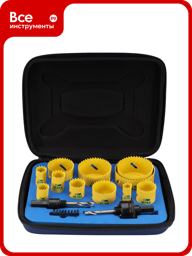 Набор коронок Ultra Bi-metall 16-76мм HSSE-Co8, 14 предметов, 5,5Tpi SCY 3618R