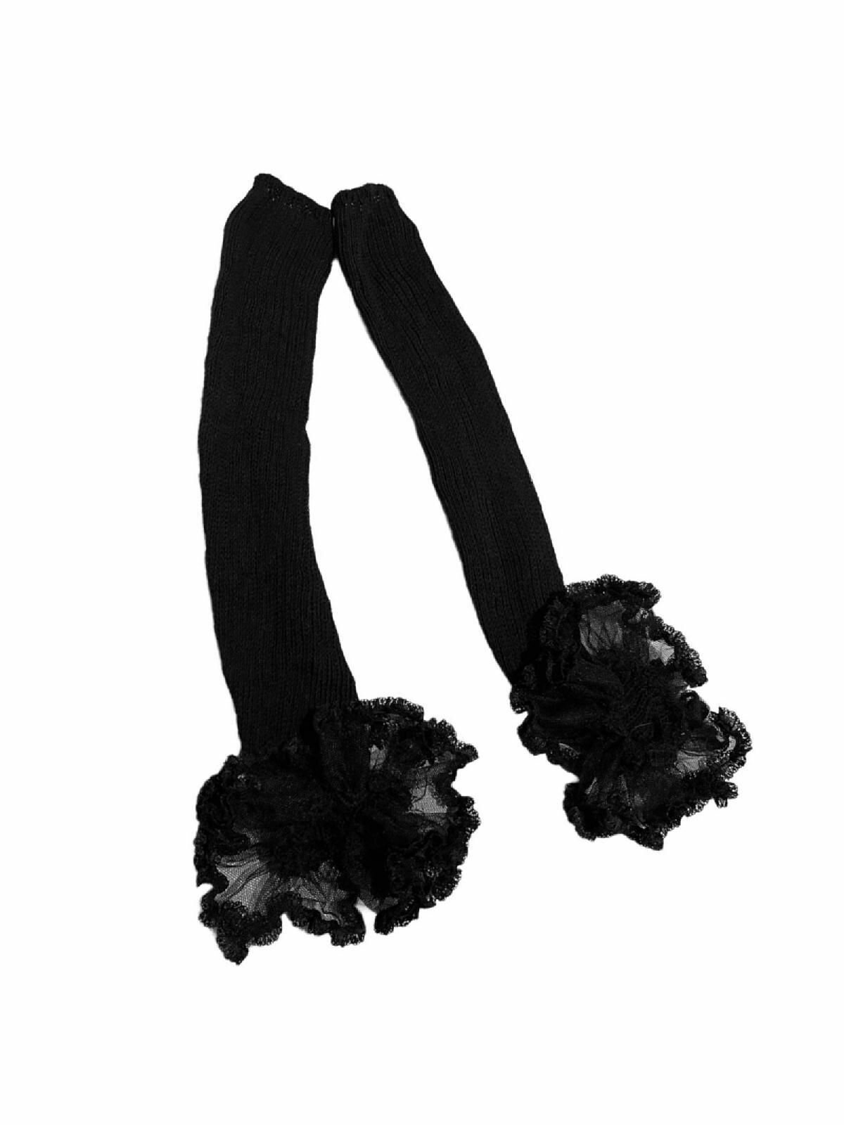 Женские трикотажные гольфы с кружевной отделкой, Черный