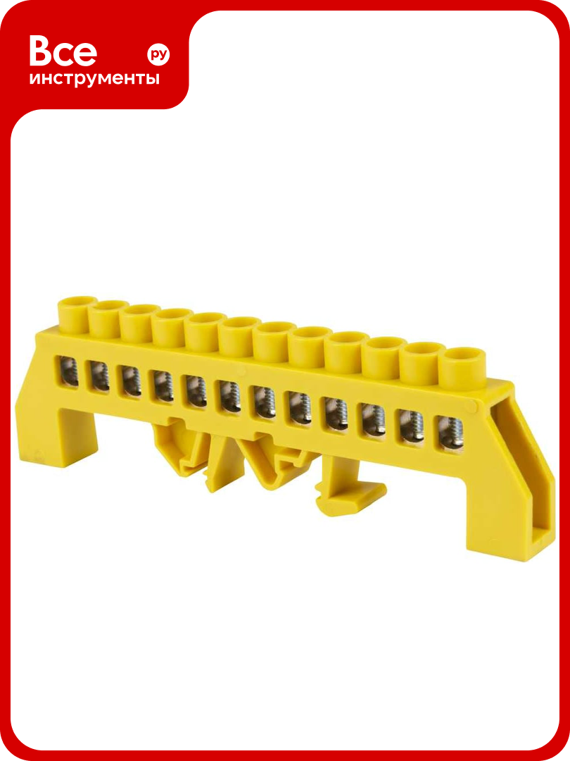 Шина PE земля TDM ELECTRIC в желтом изоляторе на DIN-рейку 8x12мм 12 групп SQ0801-0217