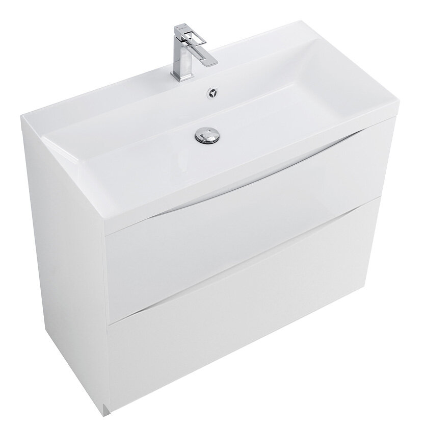 Тумба с раковиной BelBagno Marino 800-2C-PIA-BL-P Bianco Lucido напольная