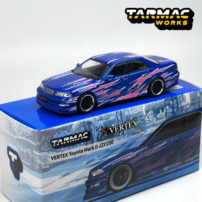 Модель автомобиля Tarmac Works Toyota Mark II JZX100 Blue Metallic