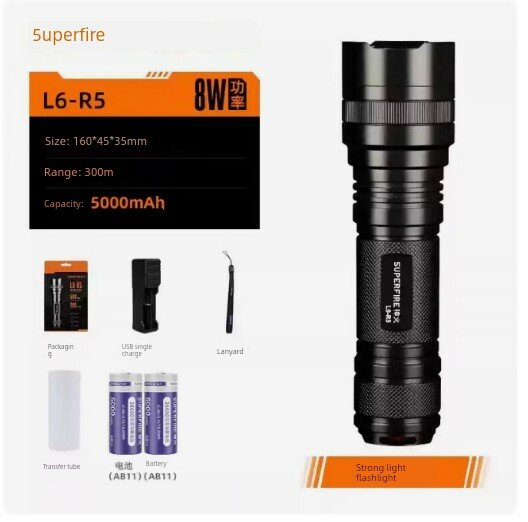 SupFire Shenhuo L6 мощный фонарик супер яркий светодиодный бытовой 26650, перезаряжаемый уличный фонарь T6-L2 с дальним