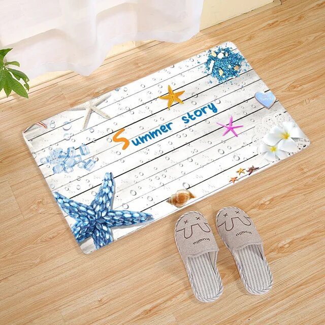 Коврик для входной двери в виде морской звезды с изображением ракушек, коврик для пола в ванной и на кухне, коврик в скандинавском стиле с морскими звездами, противоскользящий коврик, 3 размера. (felpudo paillasson)