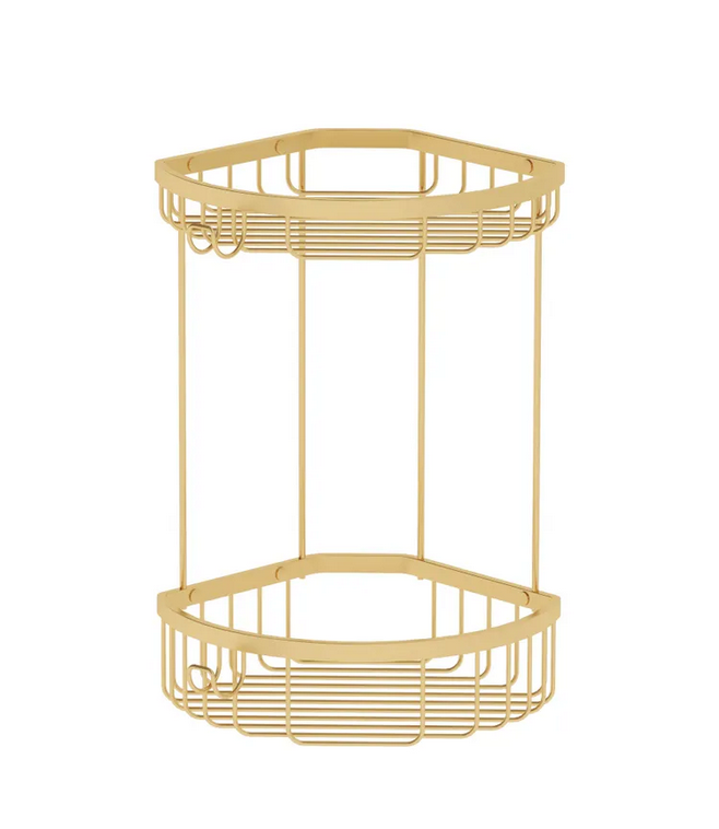 Полка-решетка двойная угловая 22х22см. золото матовое Sanartec 179002GoM