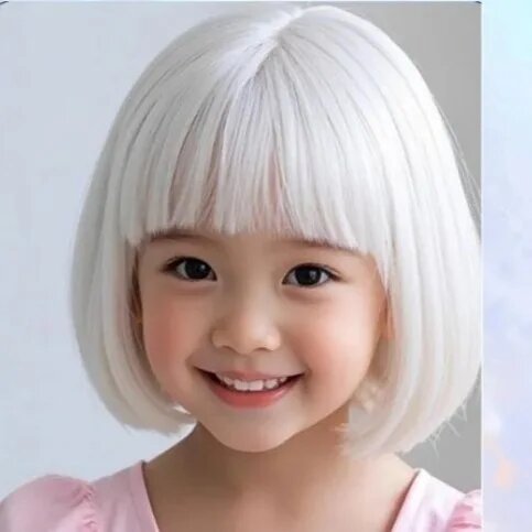 Детский парик вискозный лимонно-желтый короткий Белый, белый