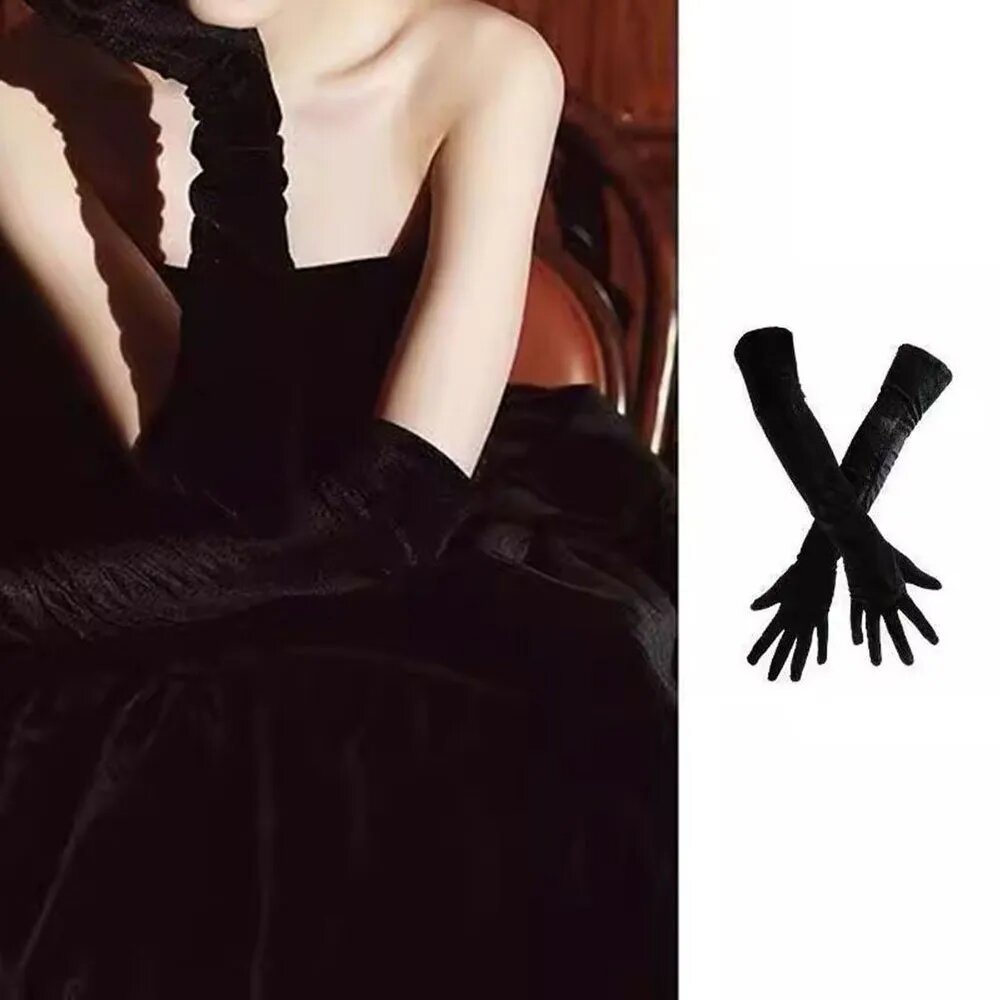 1 пара женских бархатных длинных перчаток для рождественской вечеринки, теплые перчатки для вождения