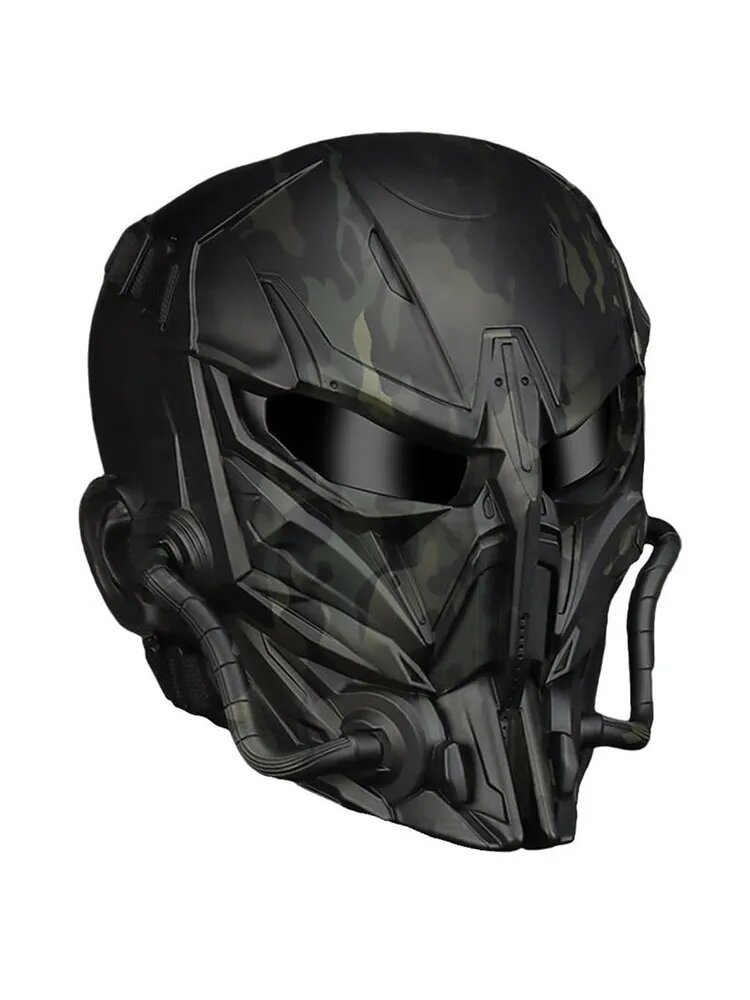 Каска для страйкбола тактическая маска Punisher Tactical Mask II черный матовый камуфляж нейлон — фото 1