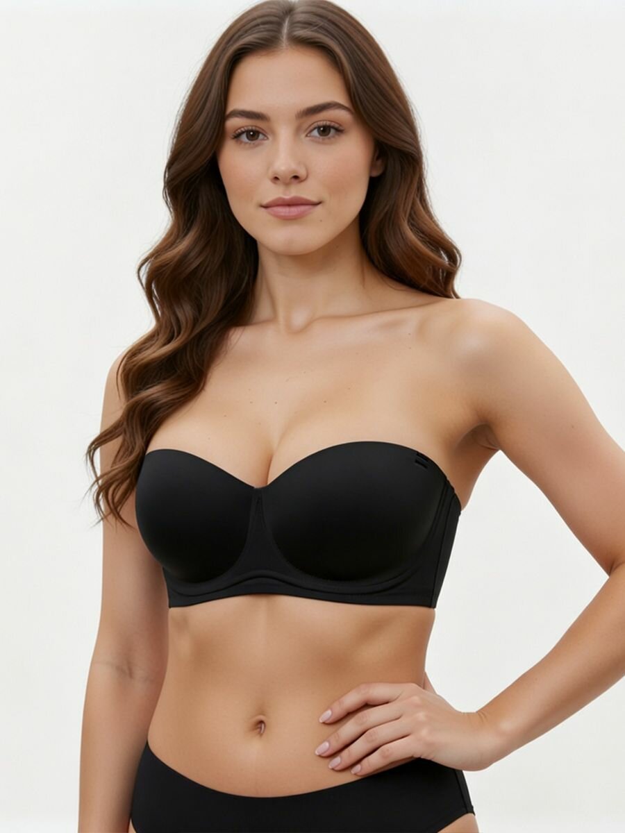 Бюстгальтер без лямок бесшовный бандо на большую грудь