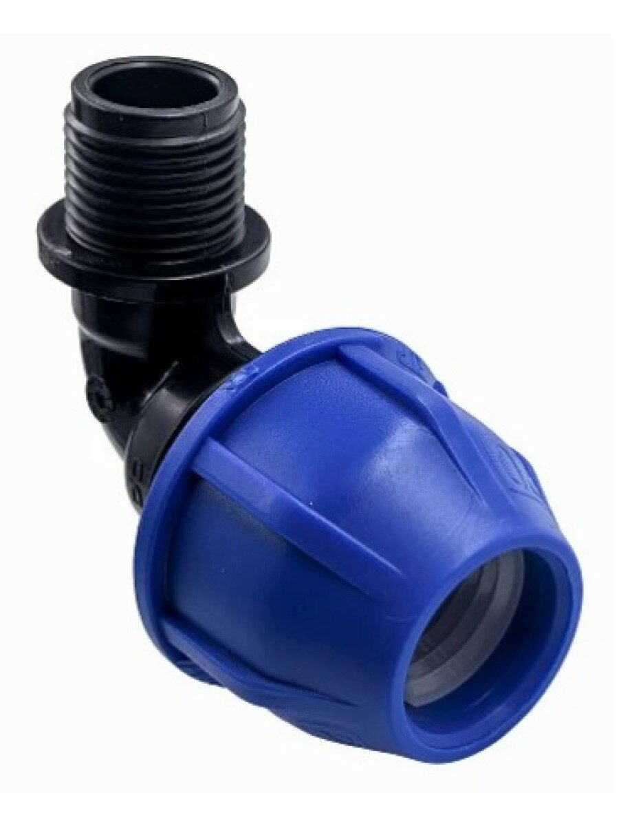 Отвод компрессионный для труб ПНД, НР 20x3/4", PN16 (11550 (RTP))