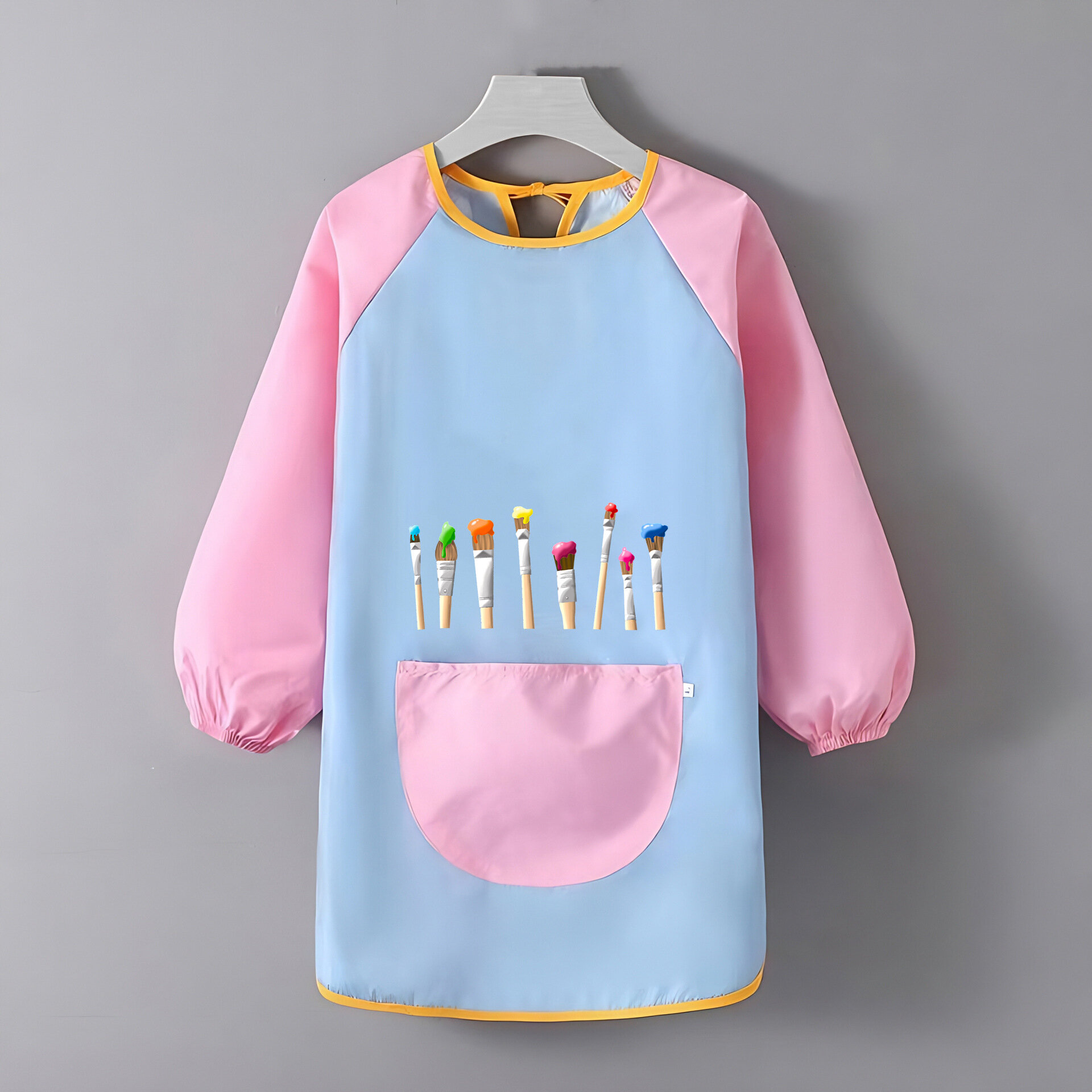Детский фартук для рисования, водонепроницаемый и устойчивый к пятнам халат с длинными рукавами, одежда для детского сада, защитная одежда с индивидуальным принтом для еды.